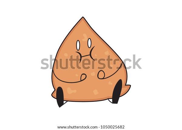 Cute Samosa Character Vector Illustration Isolated 스톡 벡터(로열티 프리 ...