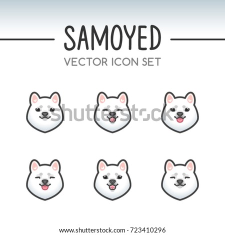 Cute Samoyed Dog Breed Vector Icon Image vectorielle de stock (libre de ...