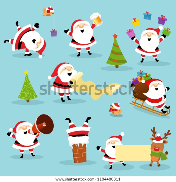 Cute Santa Collection Stock Vector (Royalty Free) 1184480311 | Shutterstock