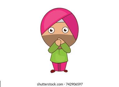 Cute Sardar Character Making Faces Vector Stock Vector (Royalty Free ...