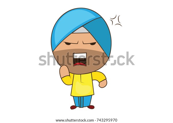 Cute Sardar Character Vector Illustration Isolated: vector de stock ...