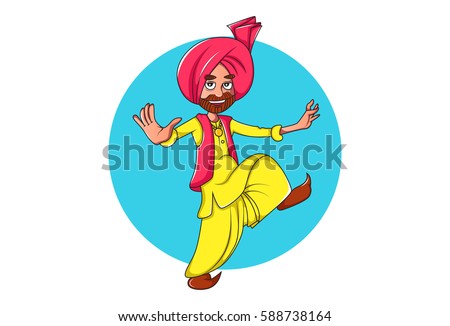 Cute Sardar Ji Dancing Vector Illustration Stock Vector (Royalty Free ...