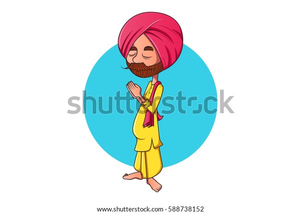 Cute Sardar Ji Folding Hands Praying Stock Vector (Royalty Free ...