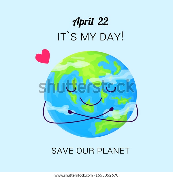 Cute Save Planet Day Poster Earth Stock Vector (Royalty Free ...