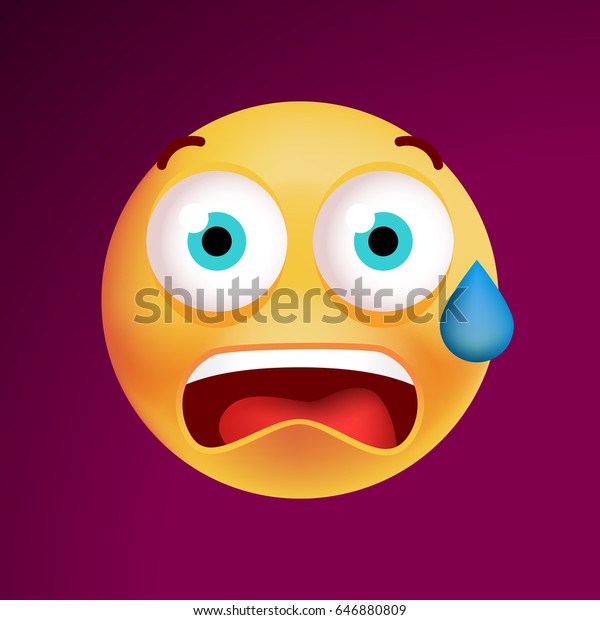 Cute Scared Emoticon On Black Background: vetor stock (livre de ...