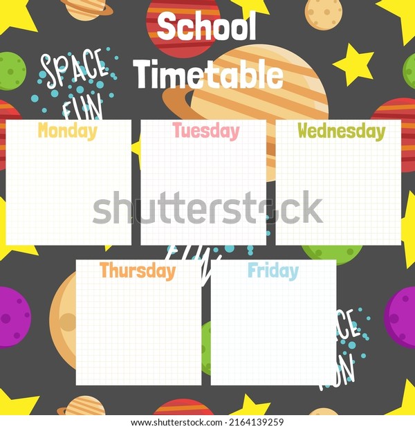 Cute School Timetable Paper Note Printable: เวกเตอร์สต็อก (ปลอดค่า ...