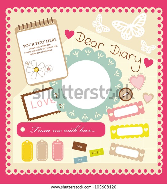 Cute Scrapbook Elements Vector Illustration Stock Vector (Royalty Free ...