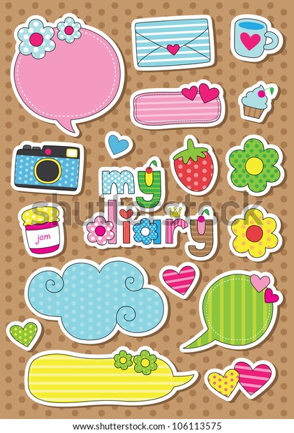 Cute Scrapbook Elements Vector Illustration: vector de stock (libre de ...