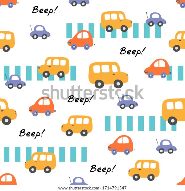 Cute Seamless Baby Vector Pattern Car Stock Vector (Royalty Free ...
