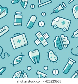 Cute Seamless Vector Medical Pattern Stock Vector (Royalty Free ...