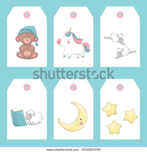 Cute Set Gift Tags Labels Templates Stock Vector (Royalty Free ...