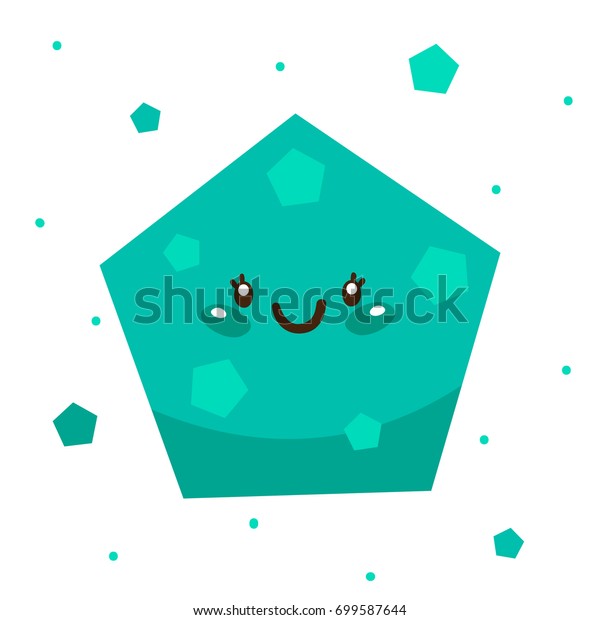 Cute Shape Turquoise Pentagon Cartoon Character Stock Vector (Royalty ...