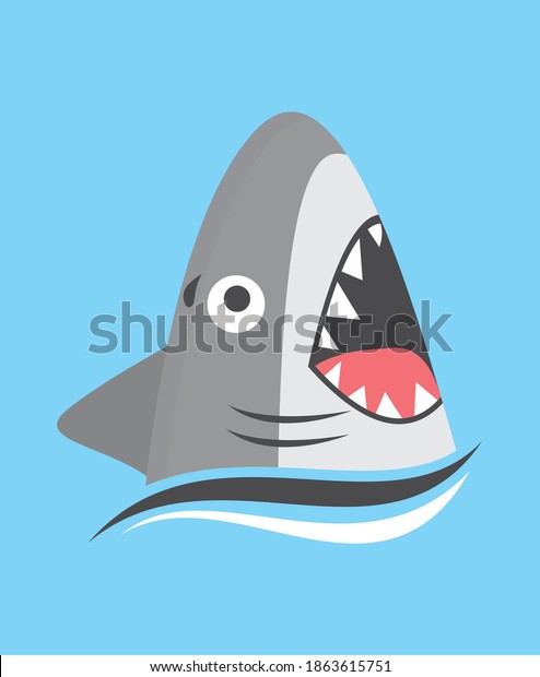 Cute Shark Head Cartoon Vector Illustration Stock Vector (Royalty Free ...