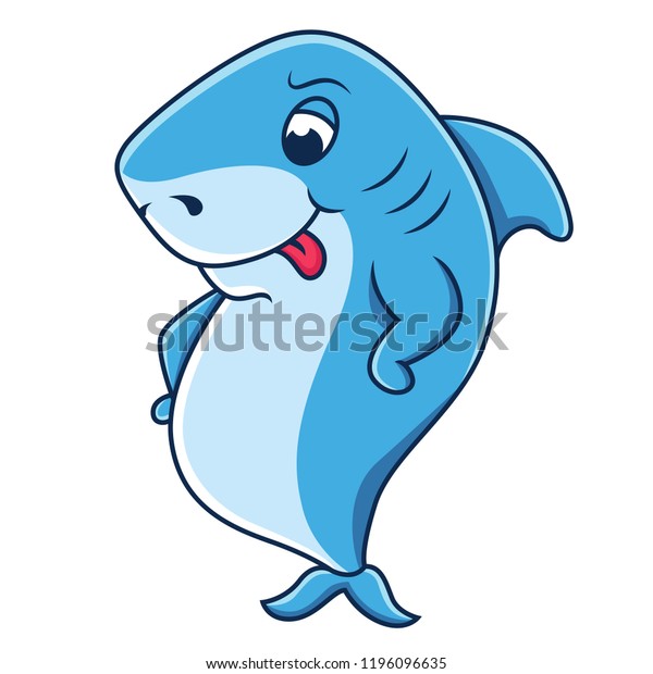 Cute Shark Stand Cartoon Stock Vector (Royalty Free) 1196096635 ...