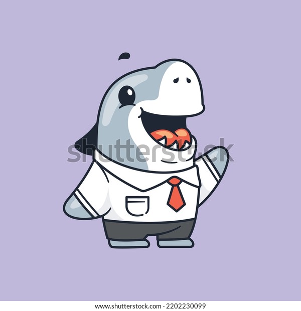 Cute Shark Working Waving Hand Vector Stock Vector (Royalty Free ...