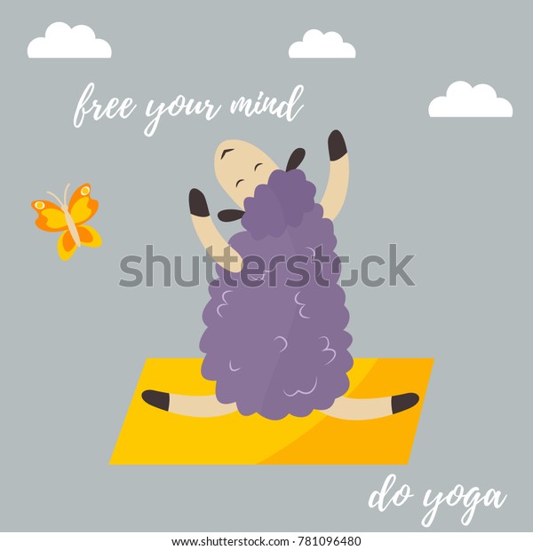Cute Sheep Doing Yoga Exercises Stock Vector (Royalty Free) 781096480 ...