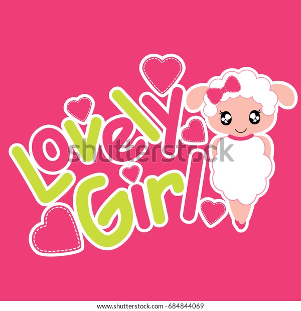 Cute Sheep Girl Smiles Vector Cartoon Stock Vector (Royalty Free ...