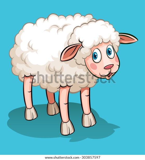 Cute Sheep On Blue Illustration Stock Vector (Royalty Free) 303857597