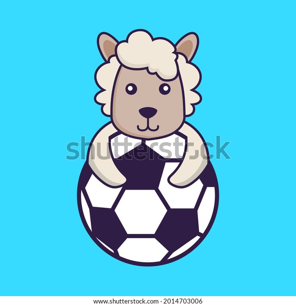 Cute Sheep Playing Soccer Vector Illustration Stock Vector (Royalty ...