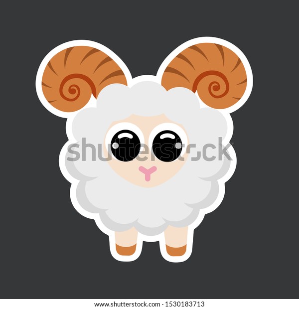 Cute Sheep Sticker Template Flat Vector Stock Vector (Royalty Free ...