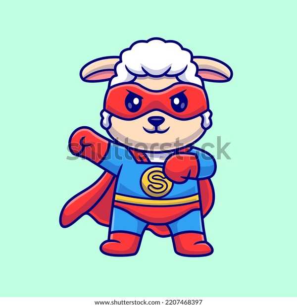 Cute Sheep Super Hero Cartoon Vector Stock Vector (Royalty Free ...