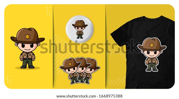 Cute Sheriff Logo Character Mascot T Stock Vector (Royalty Free ...