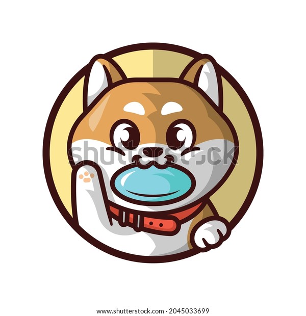 Cute Shiba Inu Bite Flying Disc Stock Vector (Royalty Free) 2045033699 ...