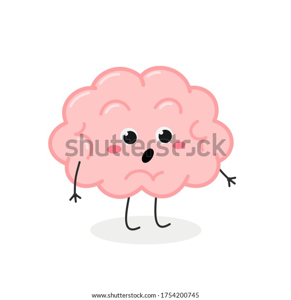 Cute Shocked Cartoon Brain Character Vector: เวกเตอร์สต็อก (ปลอดค่า ...