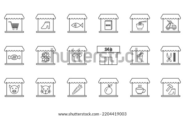 Cute Shop Icon Set Isolated On Stock Vector (Royalty Free) 2204419003 ...