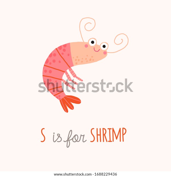 Cute Shrimp Cartoon Smiling Cartoon Vector: เวกเตอร์สต็อก (ปลอดค่า ...