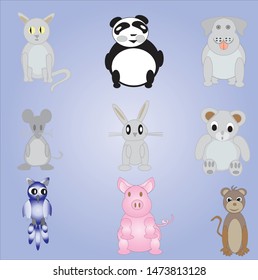 Cute Simple Animal Set Stock Vector (Royalty Free) 1473813128 ...