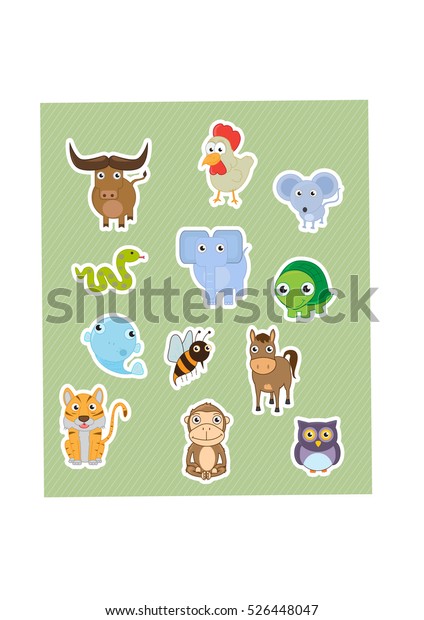 Cute Simple Animal Stickers Set Editable Stock Vector (Royalty Free ...