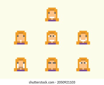Cute Simple Kids Face Pixel Art Stock Vector (Royalty Free) 2050921103 ...