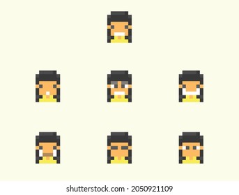 Cute Simple Kids Face Pixel Art: เวกเตอร์สต็อก (ปลอดค่าลิขสิทธิ์ ...