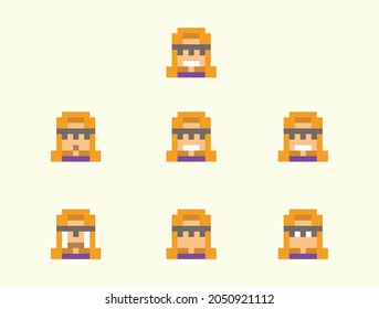 Cute Simple Kids Face Pixel Art: เวกเตอร์สต็อก (ปลอดค่าลิขสิทธิ์ ...