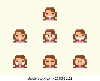 Cute Simple Kids Face Pixel Art Stock Vector (Royalty Free) 2050921121 ...