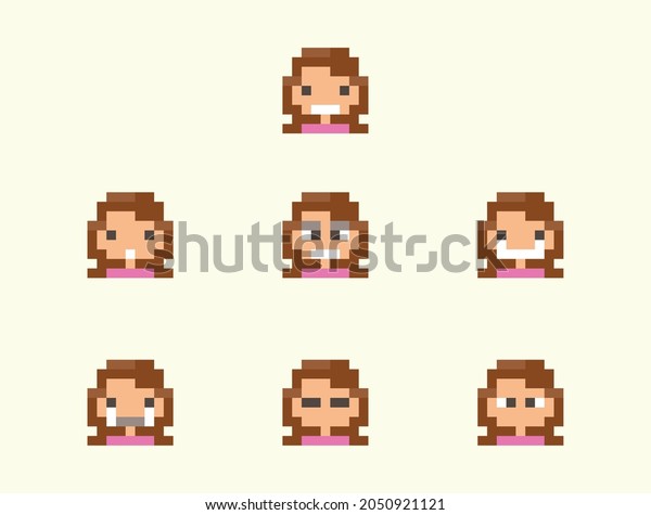 Cute Simple Kids Face Pixel Art Stock Vector (Royalty Free) 2050921121 ...