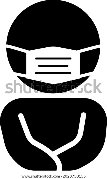 Cute Simple Pictogram Wearing Mask Stock Vector (Royalty Free ...