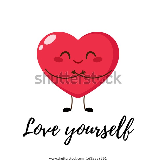 Cute Single Heart Hug Itself Love Stock Vector (Royalty Free ...