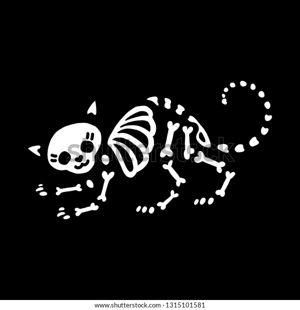 Cute Skeleton Cat Can Be Used Stock Vector (Royalty Free) 1315101581 ...