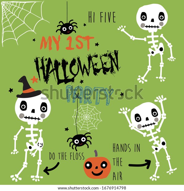 Cute Skeleton Friends Kids Pattern Stock Vector (Royalty Free ...