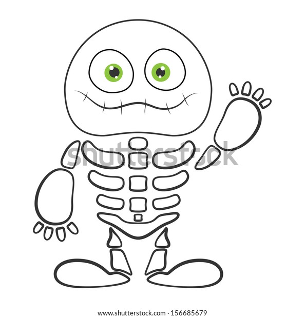 Cute Skeleton Monster Halloween Vector Illustration Stock Vector ...