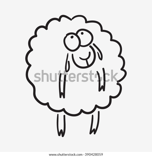 Cute Sketch Doodle Sheep Stock Vector (Royalty Free) 390428059