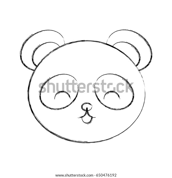 Vektor Stok Cute Sketch Draw Panda Bear Face (Tanpa Royalti) 650476192 ...