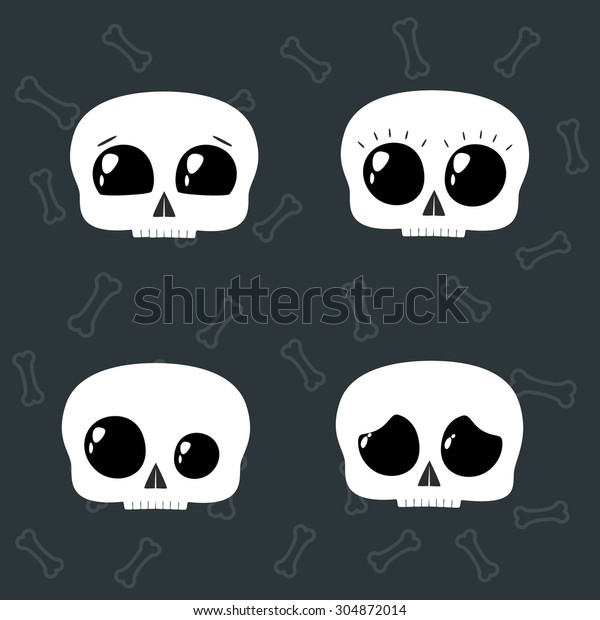 Cute Skull Emotions Stock Vector (Royalty Free) 304872014 | Shutterstock