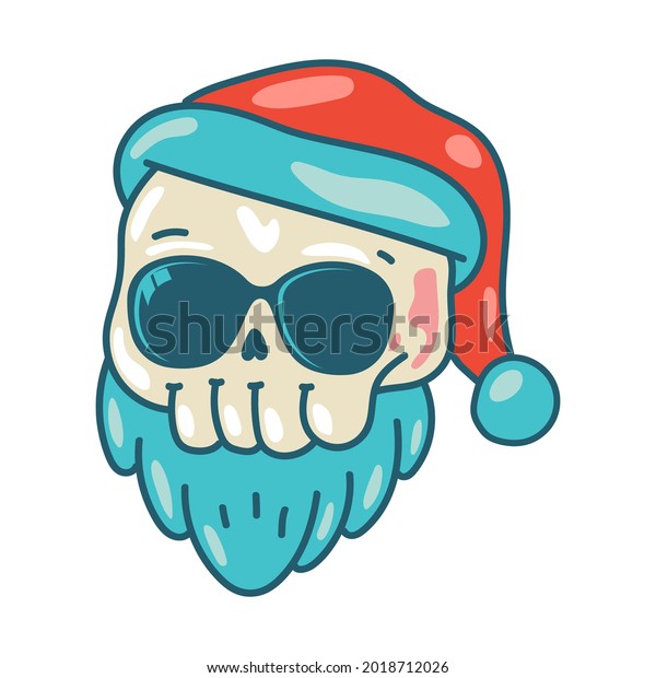 Cute Skull Tattoo Santa Hat Beard Stock Vector (Royalty Free ...