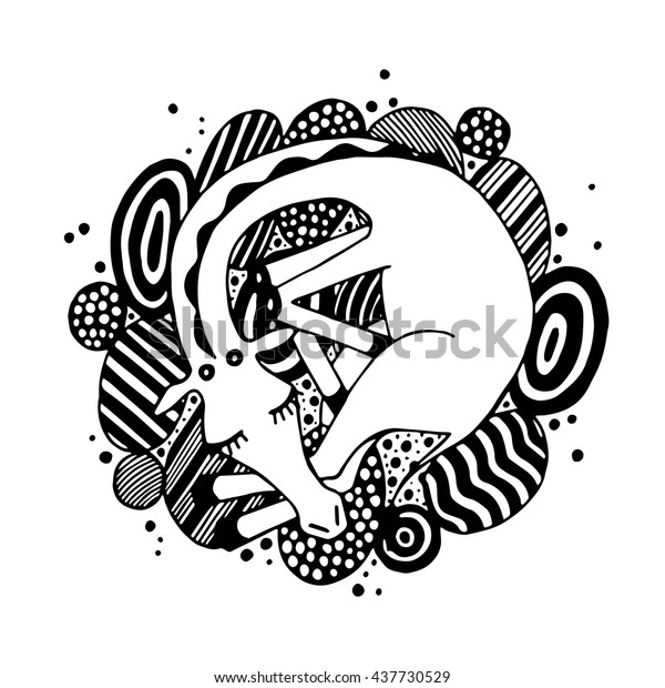 Cute Slipping Animals Giraffe Hand Drawn Stock Vector (Royalty Free ...