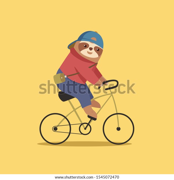 Cute Sloth Cartoon Character Riding Bicycle Stock Vector (Royalty Free ...