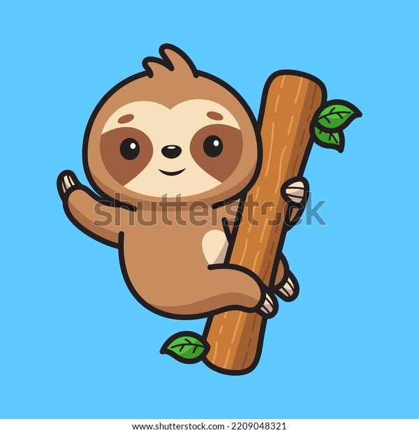 Cute Sloth Waving Hand Mascot Vector Stock Vector (Royalty Free ...
