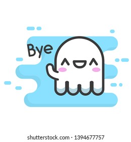 Cute Small Ghost Saying Good Bye Stock Vector (Royalty Free) 1394677757 ...